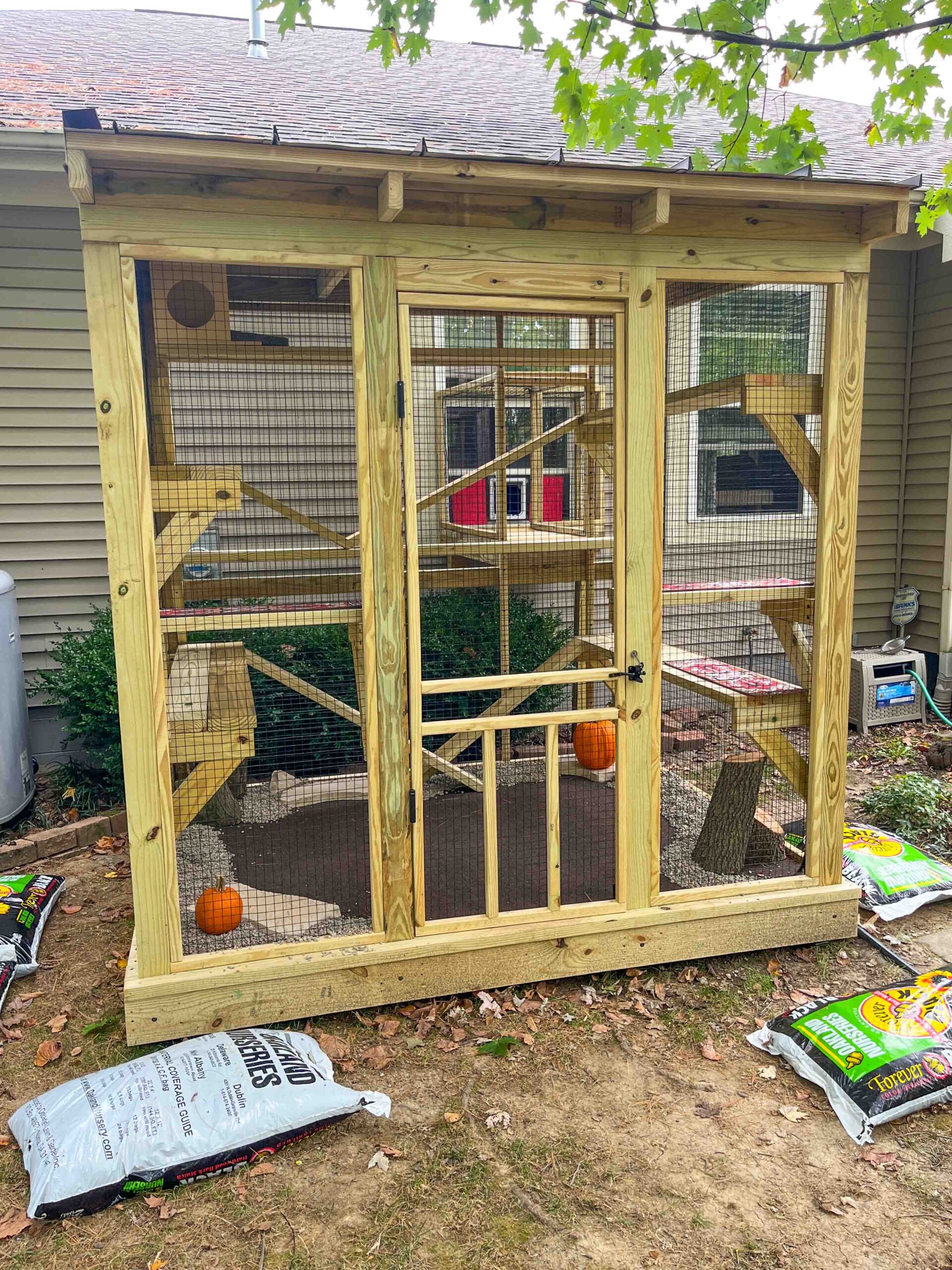 Custom Attached Outdoor Catio with Window Tunnel | The Oakview Escape